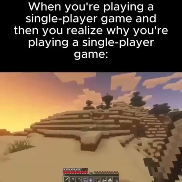 When you're playing a single-player game and then you realize why you ...