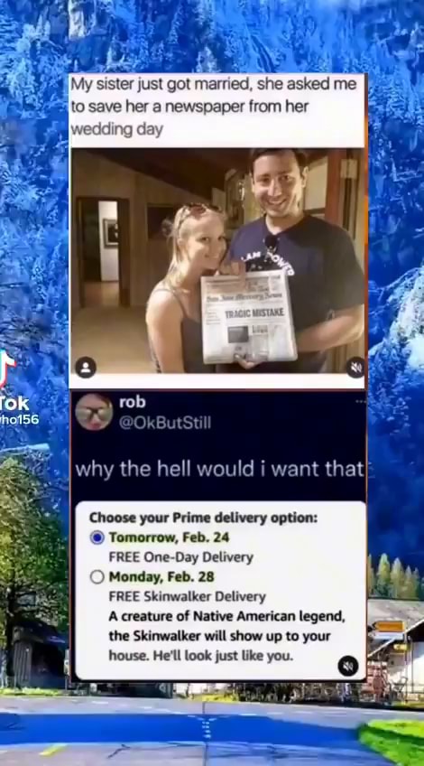 My sister just got married, she asked me to save her a newspaper from ...