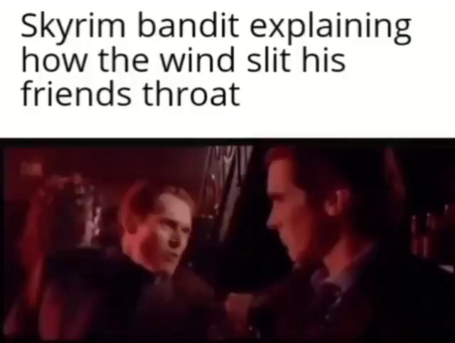 Skyrim bandit explaining how the wind slit his friends throat - iFunny