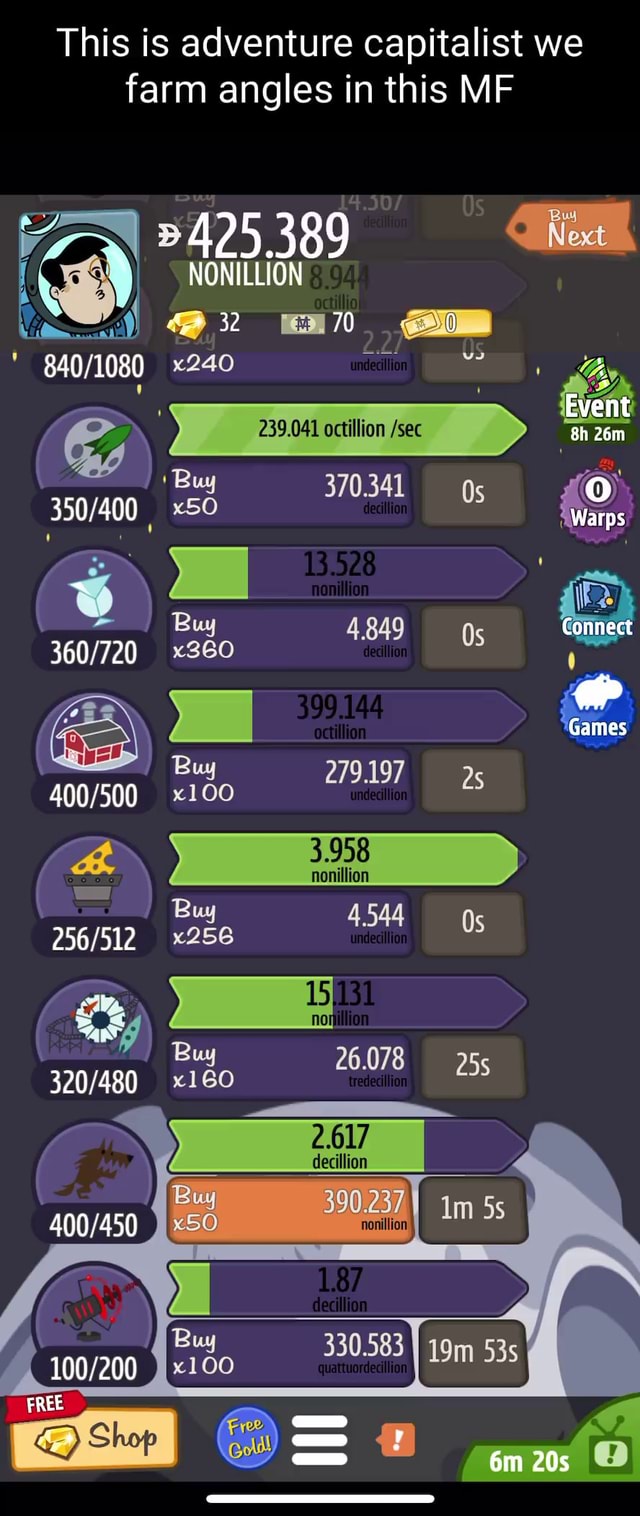 This is adventure capitalist we farm angles in this MF 425 389 ...