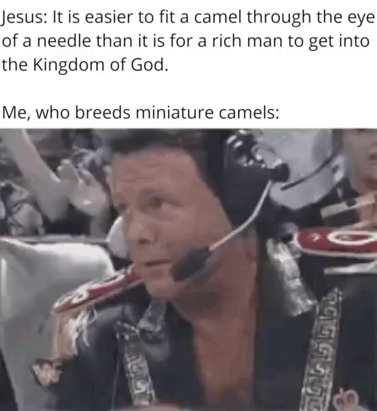 Jesus: It is easier to fit a camel through the eye of a needle than it ...