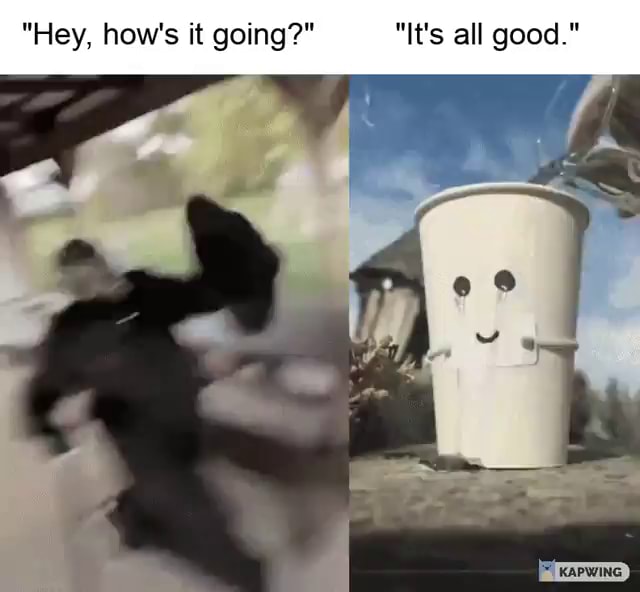 "Hey, how's it going?" "It's all good." - iFunny