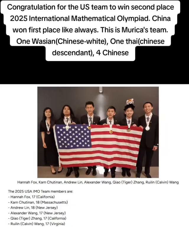 Congratulation for the US team to win second place 2025 International ...