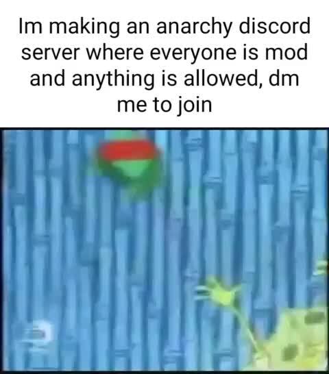 Im making an anarchy discord server where everyone is mod and anything ...