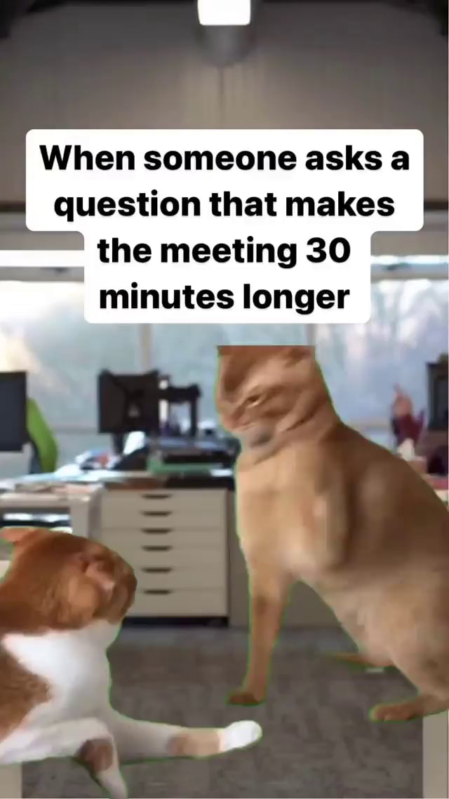 When someone asks a question that makes the meeting 30 minutes longer ...