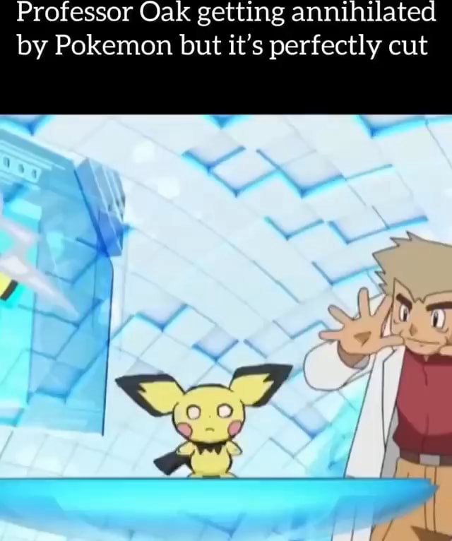 Professor Oak getting annihilated by Pokemon but it's perfectly cut ...