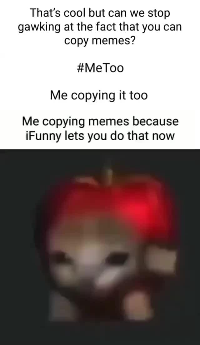 That's cool but can we stop gawking at the fact that you can copy memes ...