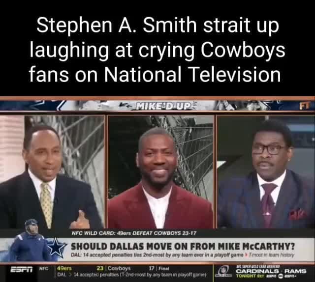 Stephen A. Smith strait up laughing at crying Cowboys fans on National ...