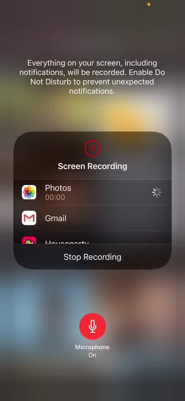 Everything on your screen, including notifications, will be recorded ...