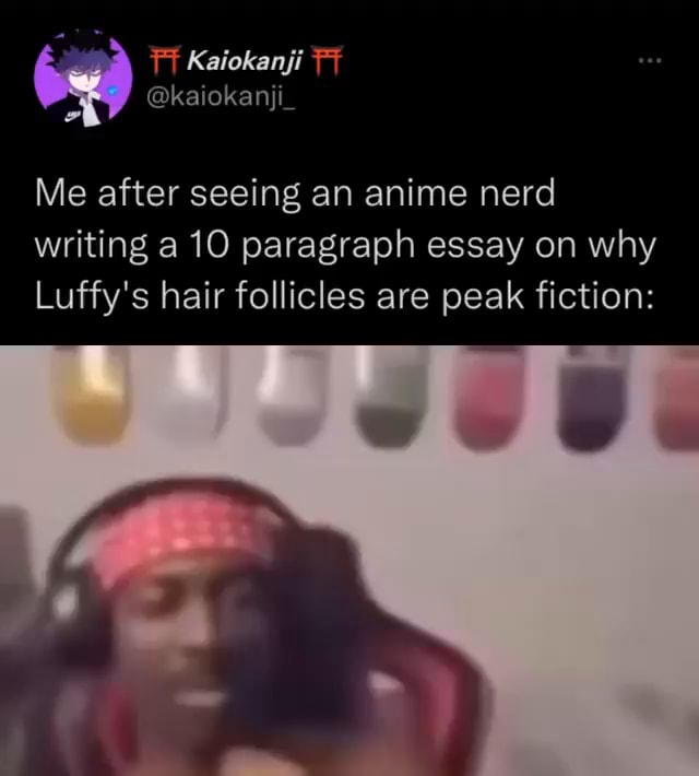 Me after seeing an anime nerd writing a 10 paragraph essay on why Luffy ...