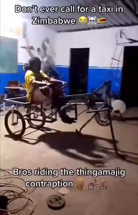 Donttever 'call for a taxi in Bros riding the thingamalig contraption ...