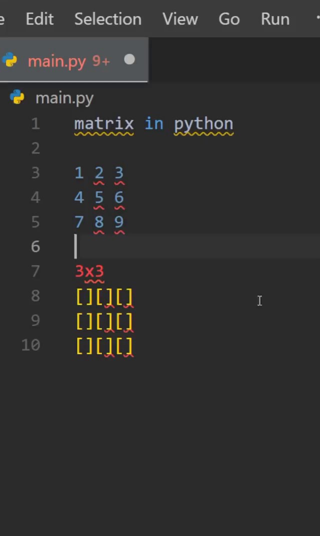 Edit Selection View Go Run main py 9+ main.py matrix in python al Au I ...