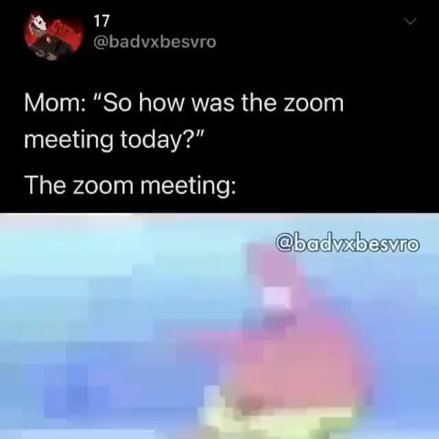 @badvsbesvro Mom: "So how was the zoom meeting today?" @bac The zoom ...