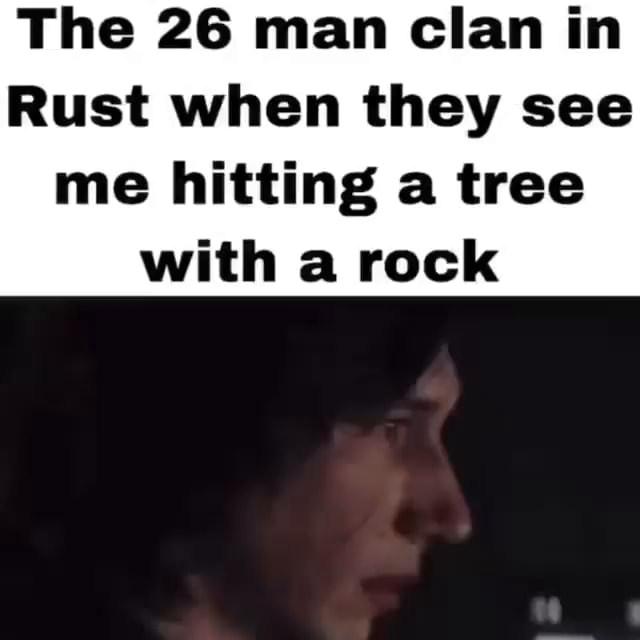 The 26 man clan in Rust when they see me hitting a tree with a rock ...