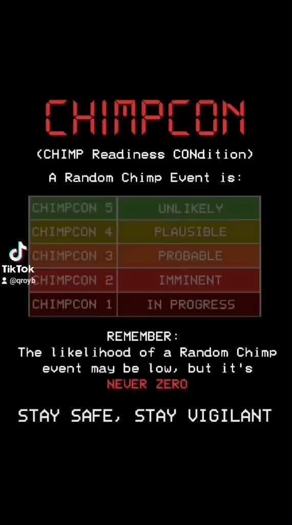 "CHIMP Readiness CONdition> Random Chimp Event is: UNLIKELY TikTok @qroyh ON IN PROGRESS ...