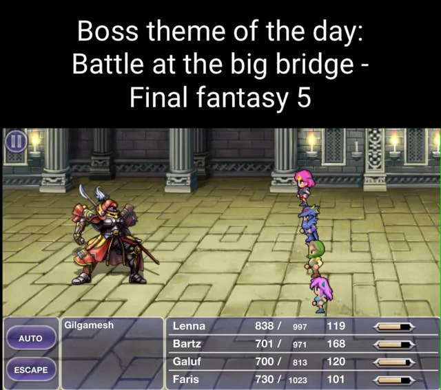 Boss theme of the day: Battle at the big bridge - Final fantasy 5 ...