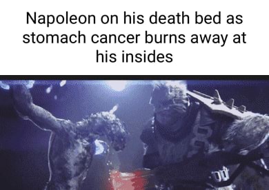 Napoleon on his death bed as stomach cancer burns away at his insides ...