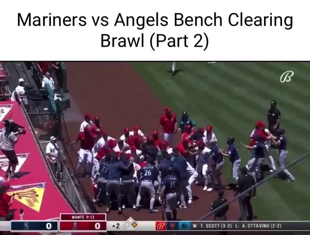 Mariners vs Angels Bench Clearing Brawl (Part 2) OTTAVINO - iFunny