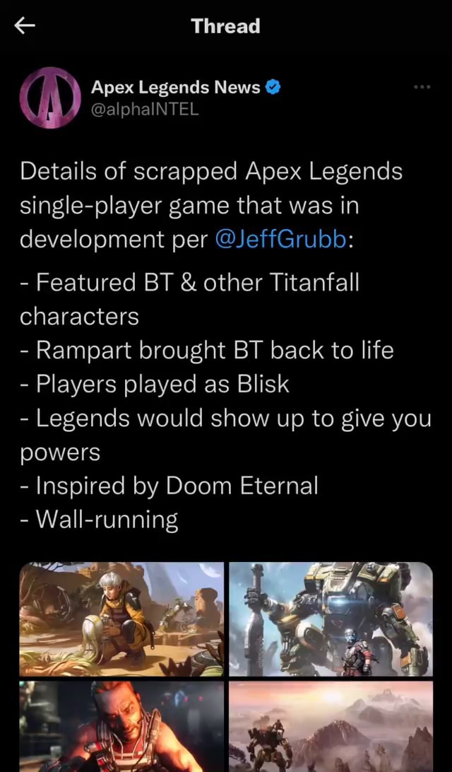 Thread Apex Legends News @ ( @alphalNTEL Details of scrapped Apex ...