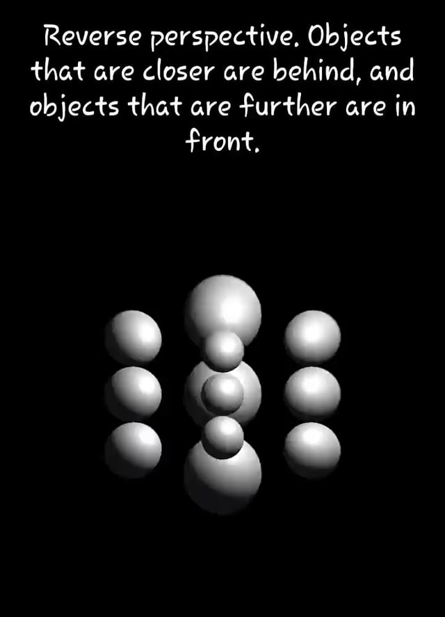Reverse perspective, Objects that are closer are behind, and objects ...