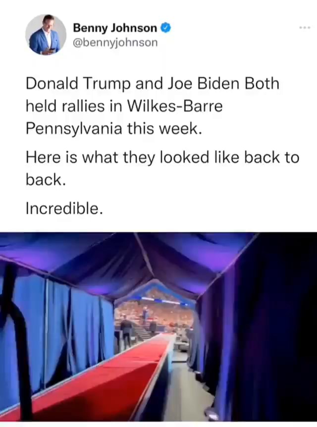 Benny Johnson @bennyjohason Donald Trump and Joe Biden Both held ...