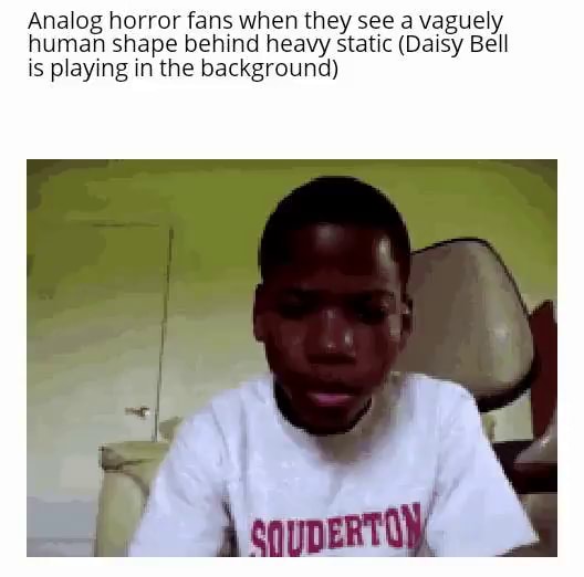 Analog horror fans when they see a vaguely human shape behind heavy ...