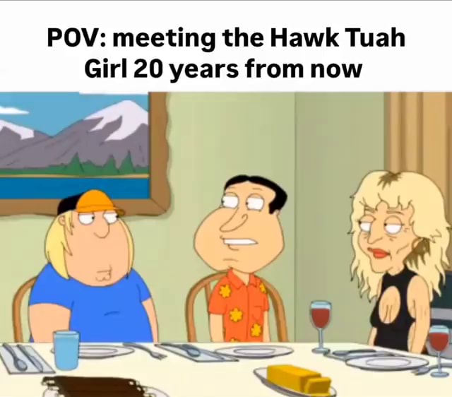 POV: meeting the Hawk Tuah Girl 20 years from now - iFunny