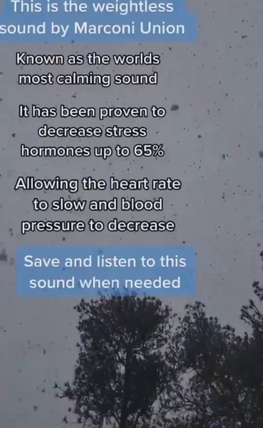 'This is the weightless sound by Marconi Union the worlds mastesiming ...