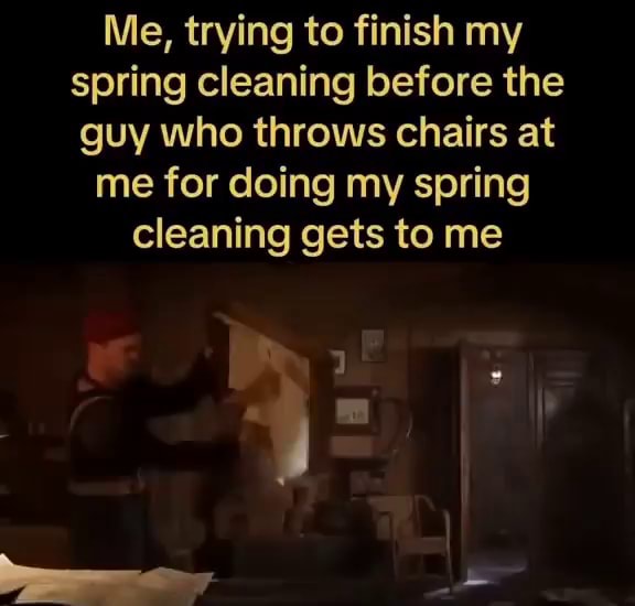 Me, trying to finish my spring cleaning before the guy who throws ...