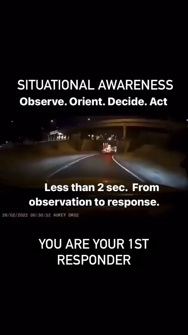 SITUATIONAL AWARENESS Observe. Orient. Decide. Act Less than 2 sec ...