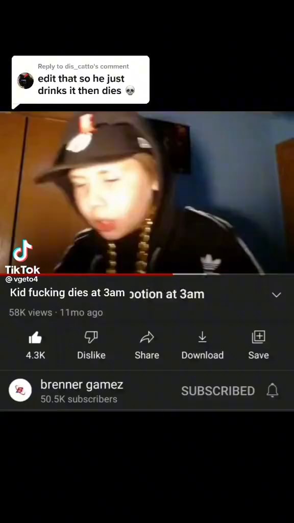 Edit that so he just drinks it then dies TikTok @vgetoa Kid fucking ...