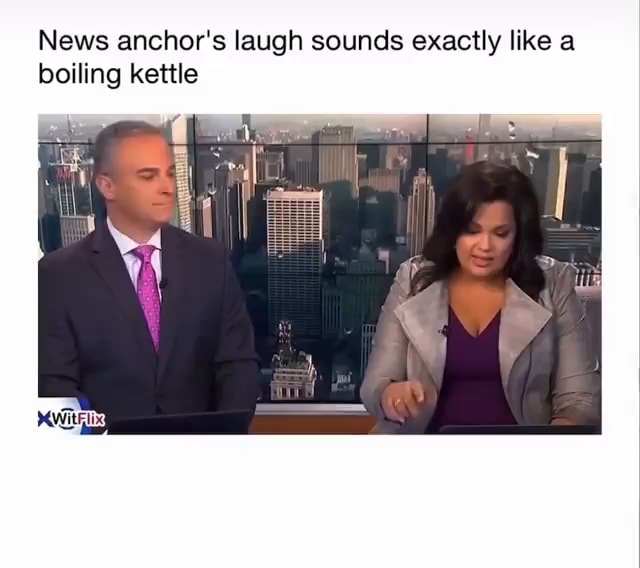 News anchor's laugh sounds exactly like a boiling kettle - iFunny