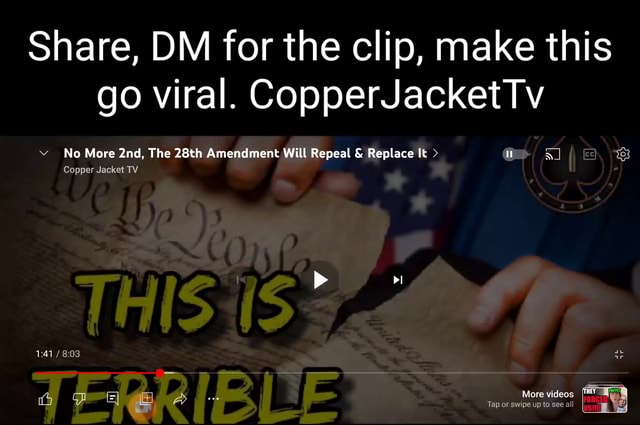 Share, DM for the clip, make this go viral. CopperJacketTv No More The ...