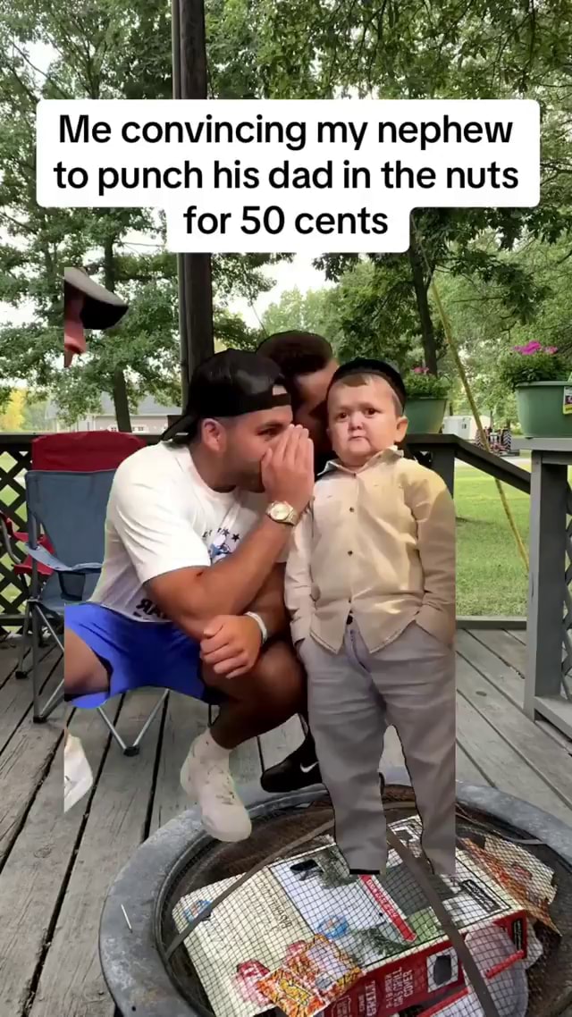 Me convincing my nephew to punch his dad in the nuts for SO cents - iFunny