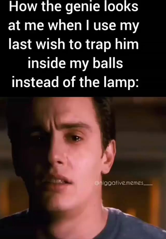 How the genie looks at me when I use my last wish to trap him inside my ...
