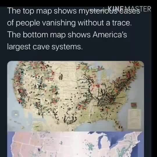 The top map shows mysteridhiME ages TER of people vanishing without a trace. The bottom map ...
